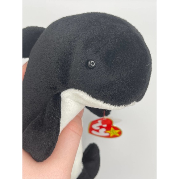 Ty | Toys | Ty Beanie Baby Waves Black White Orca Whale 7 Inches New ...